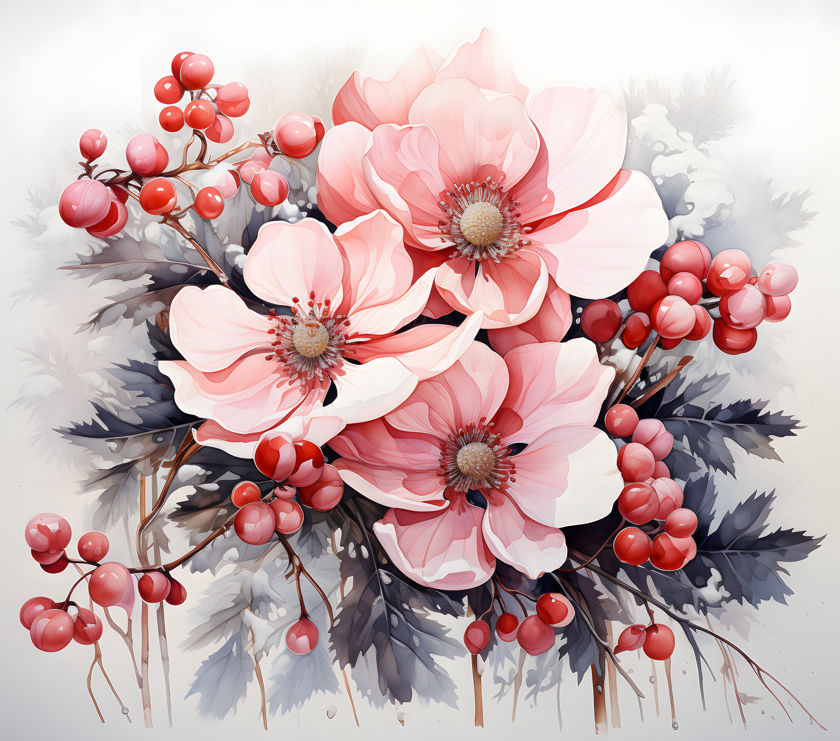 Christmas Flowers Clipart, Wedding Clipart, Botanicals Png, Instant ...