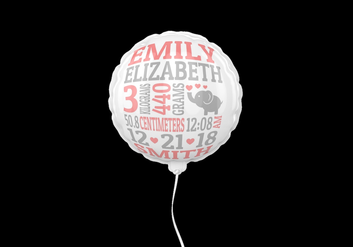 Elephant Baby Birth Announcement SVG DXF EPS Template, Birth Stats Svg ...