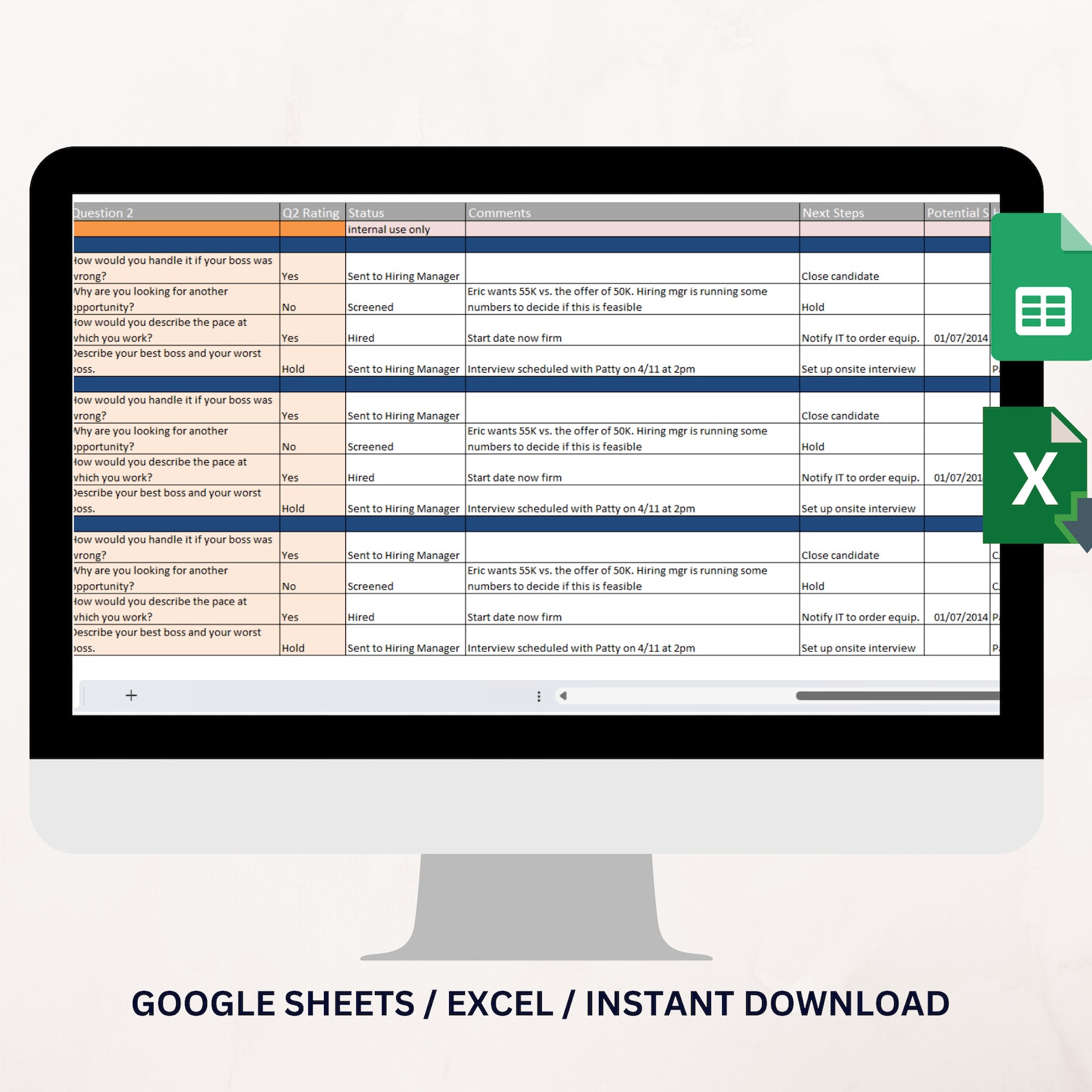 Candidate Screening Tracker Excel Spreadsheet, Interview Evaluation ...