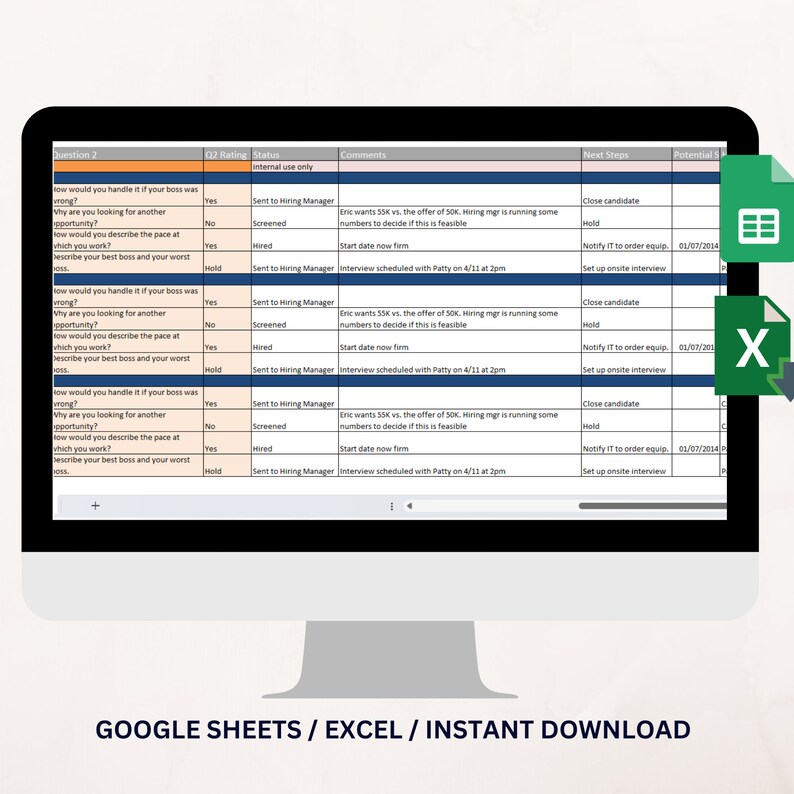 Candidate Screening Tracker Excel Spreadsheet, Interview Evaluation ...
