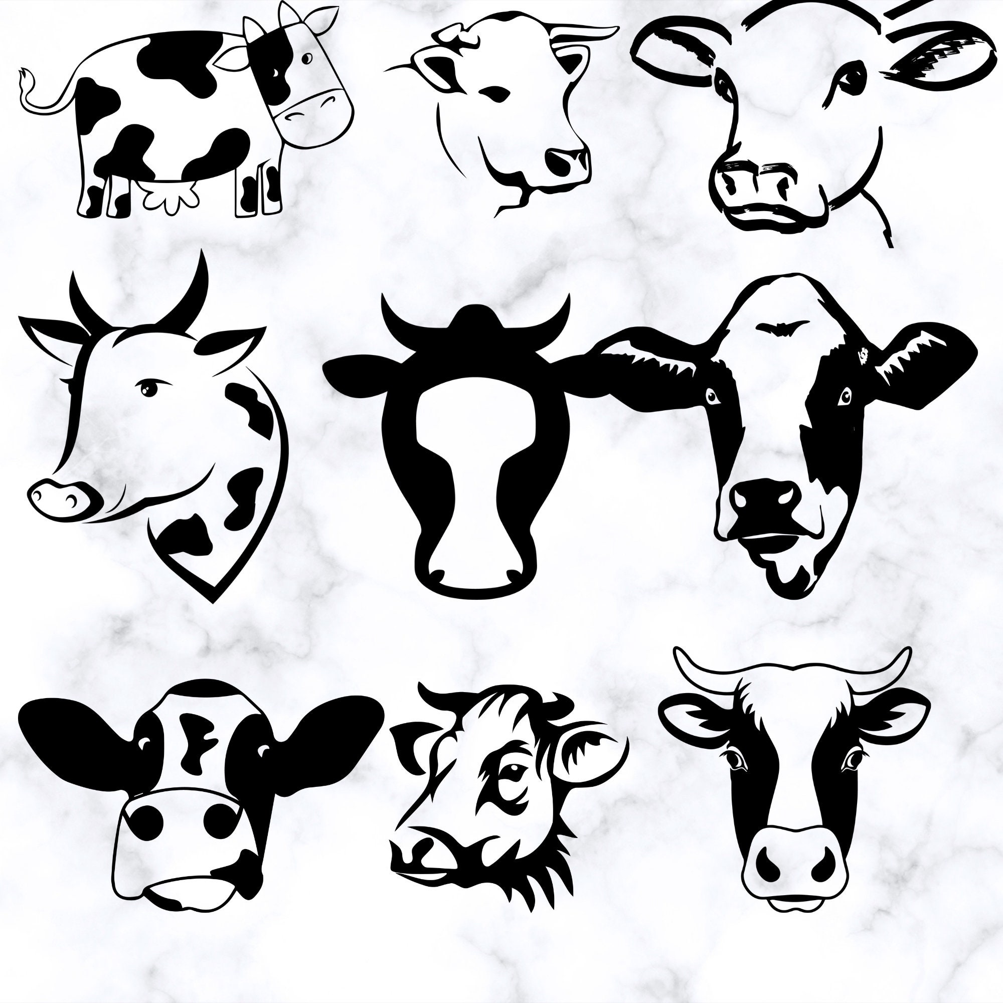 Cows SVG Bundle, Cricut Files, Instant Digital Download, Farm Cow PNG ...
