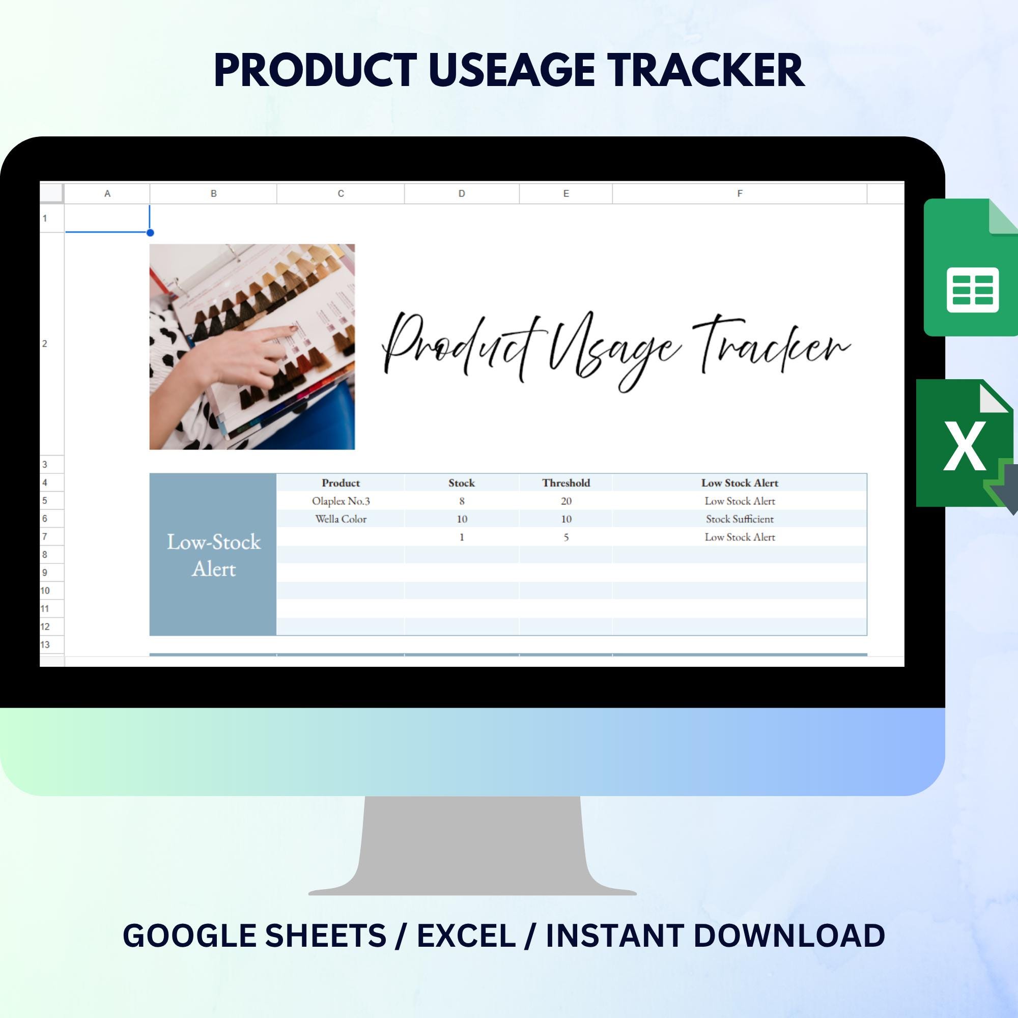 Hair Salon Inventory Spreadsheet, Inventory Template for Hairdressing ...