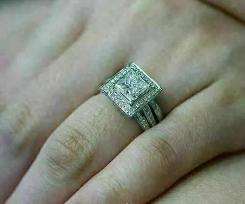 Enhancer Ring Sets 2CT Princess Cut Diamond Bridal Set - Etsy
