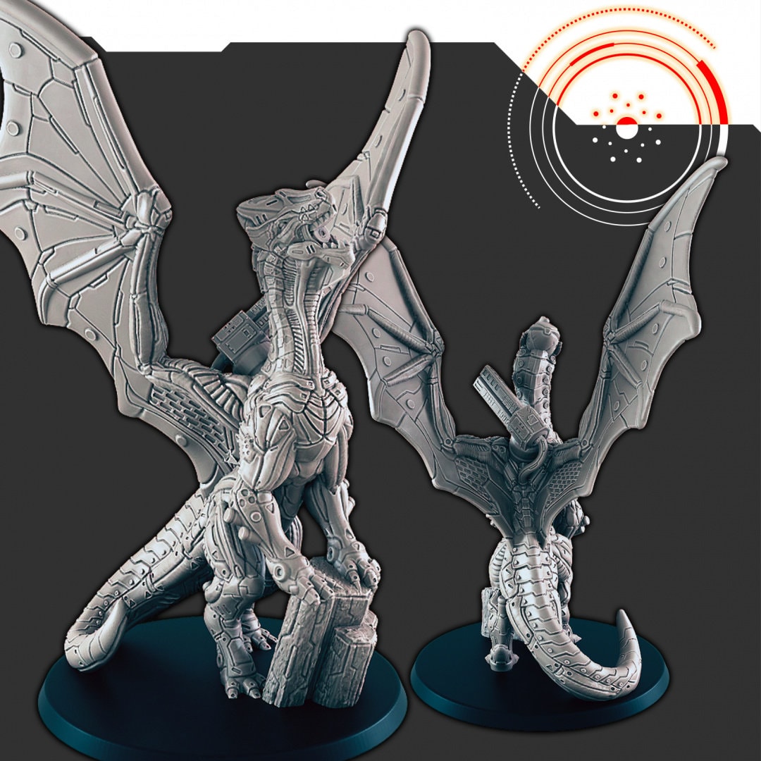Dungeons & Dragons Sci-fi Cyber Dragon Miniature for Pathfinder 2E ...