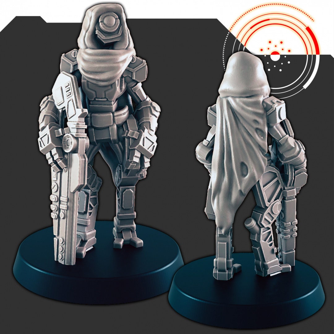 Dungeons & Dragons Sci-fi Hunters and Cyber Dog Trio of 3 Miniatures ...