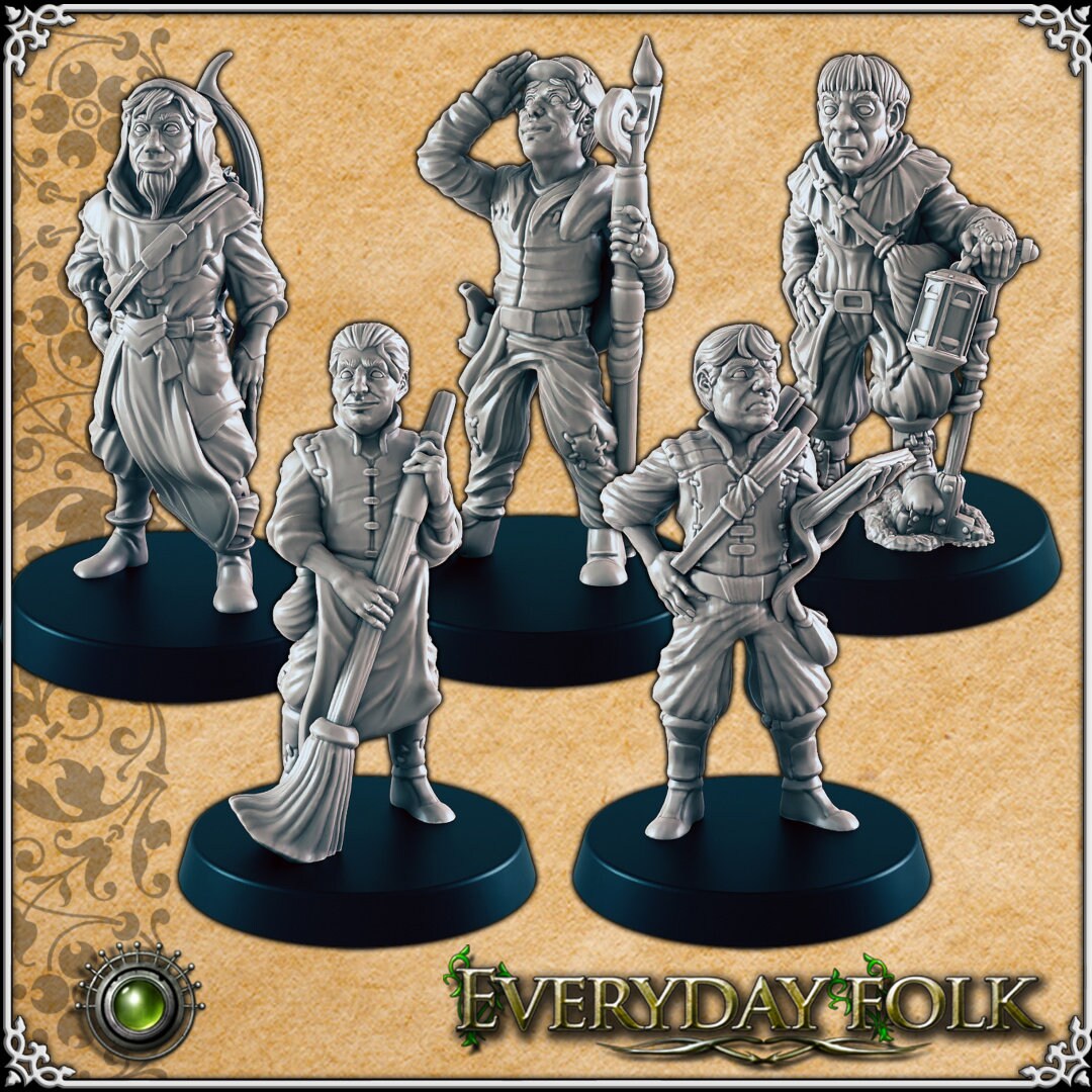 Dungeons & Dragons Human Commoners Set 1 - Collection of 6 Miniatures ...