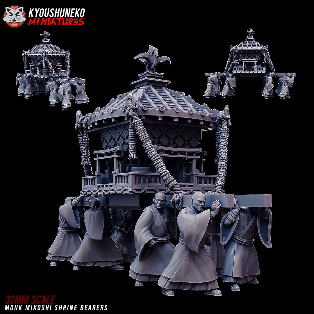 Japanese Monk Mikoshi Shrine Bearers Set Yokai Kensei for Test of ...