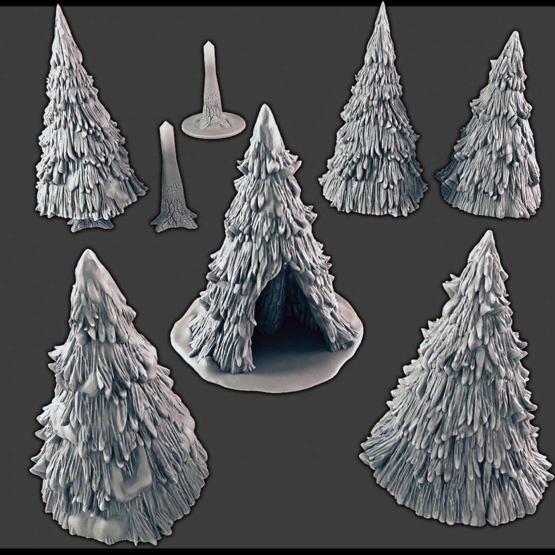 Dungeons & Dragons Wintry Pine Trees Scenery Scatter Terrain Scenery ...