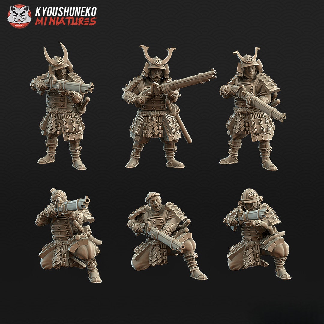 Japanese Samurai Musketmen Miniature Set | Japanese Yokai Kensei for ...