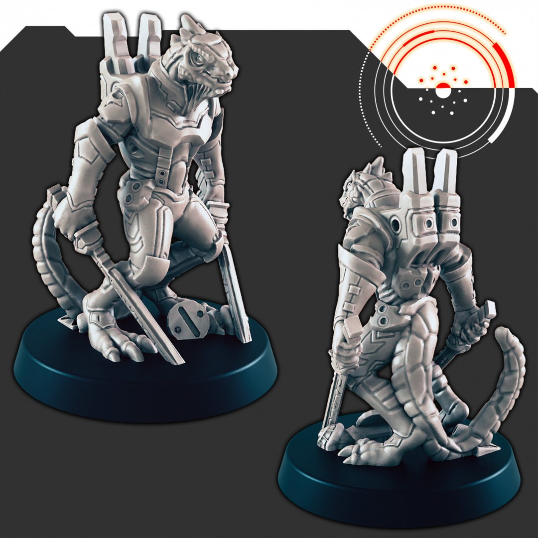 Dungeons & Dragons Sci-fi Alien Lizardfolk Pair of 2 Miniatures for ...