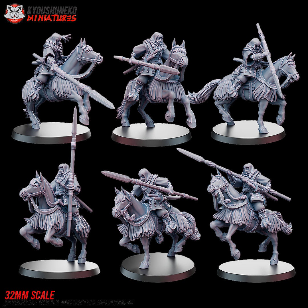 Japanese Mounted Sohei Spearmen Set | Japanese Yokai Kensei for Test of ...