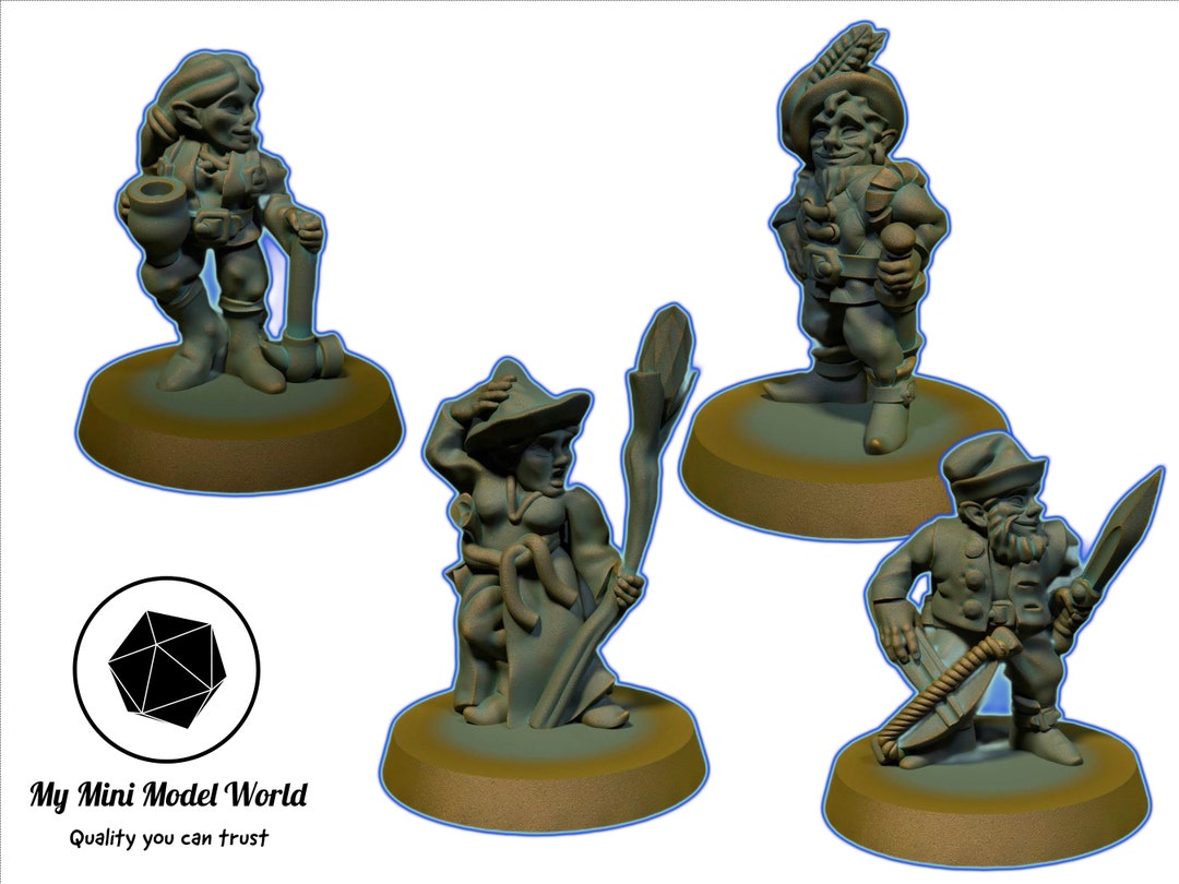 D&D NPC Pack - 4 Gnome Minis for Pathfinder 2E | 32/28mm Tabletop RPG ...