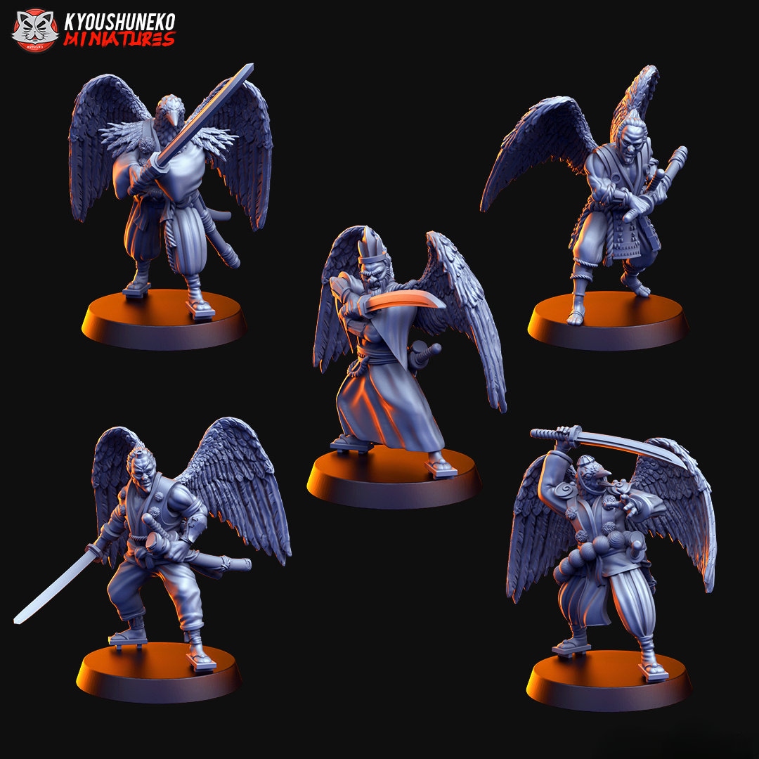 Samurai Tengu Miniature Set | Japanese Yokai Kensei for Test of Honour ...
