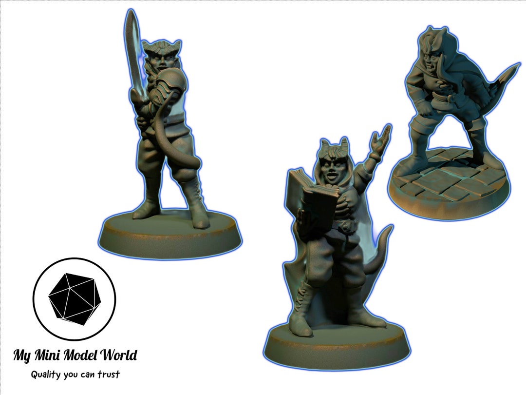 D&D NPC Pack 3 Tiefling Minis for Pathfinder 2E 32/28mm Tabletop RPG ...