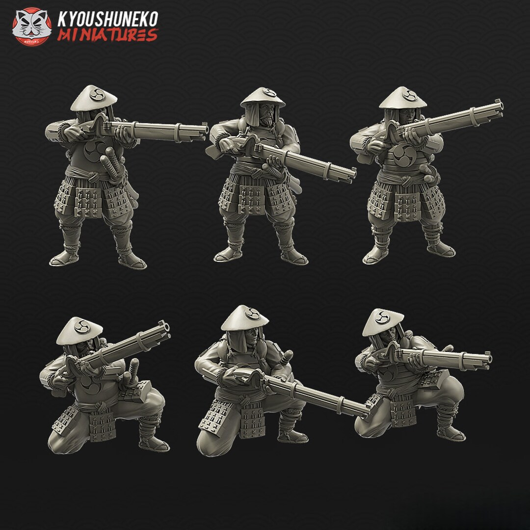 Japanese Ashigaru Musketmen Miniature Set | Japanese Yokai Kensei for ...
