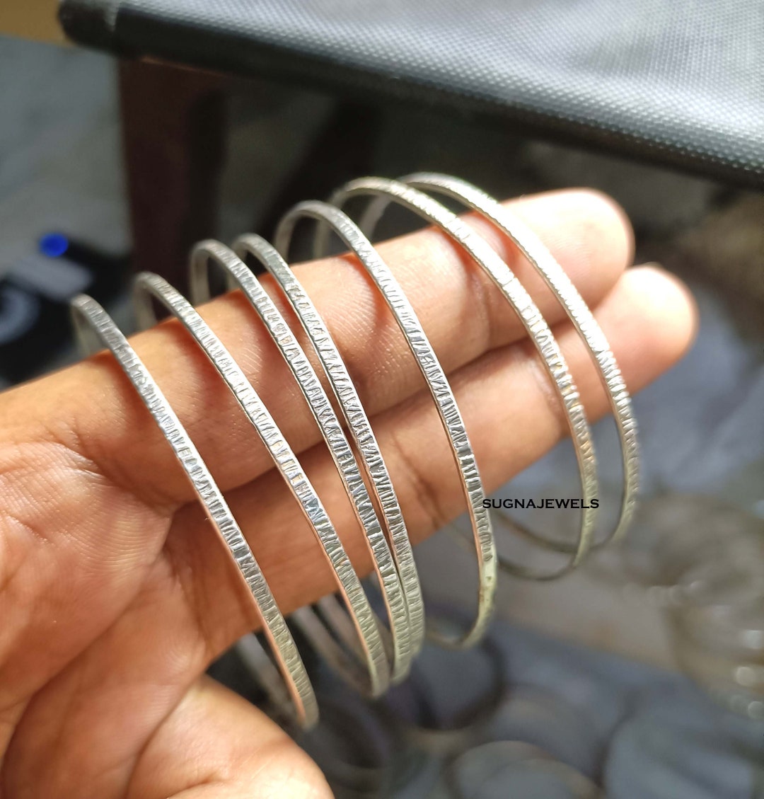 925 Sterling Silver Bangles, 7 Set Bangles, Stackable Bangles, Silver Bangle for Her/him ...