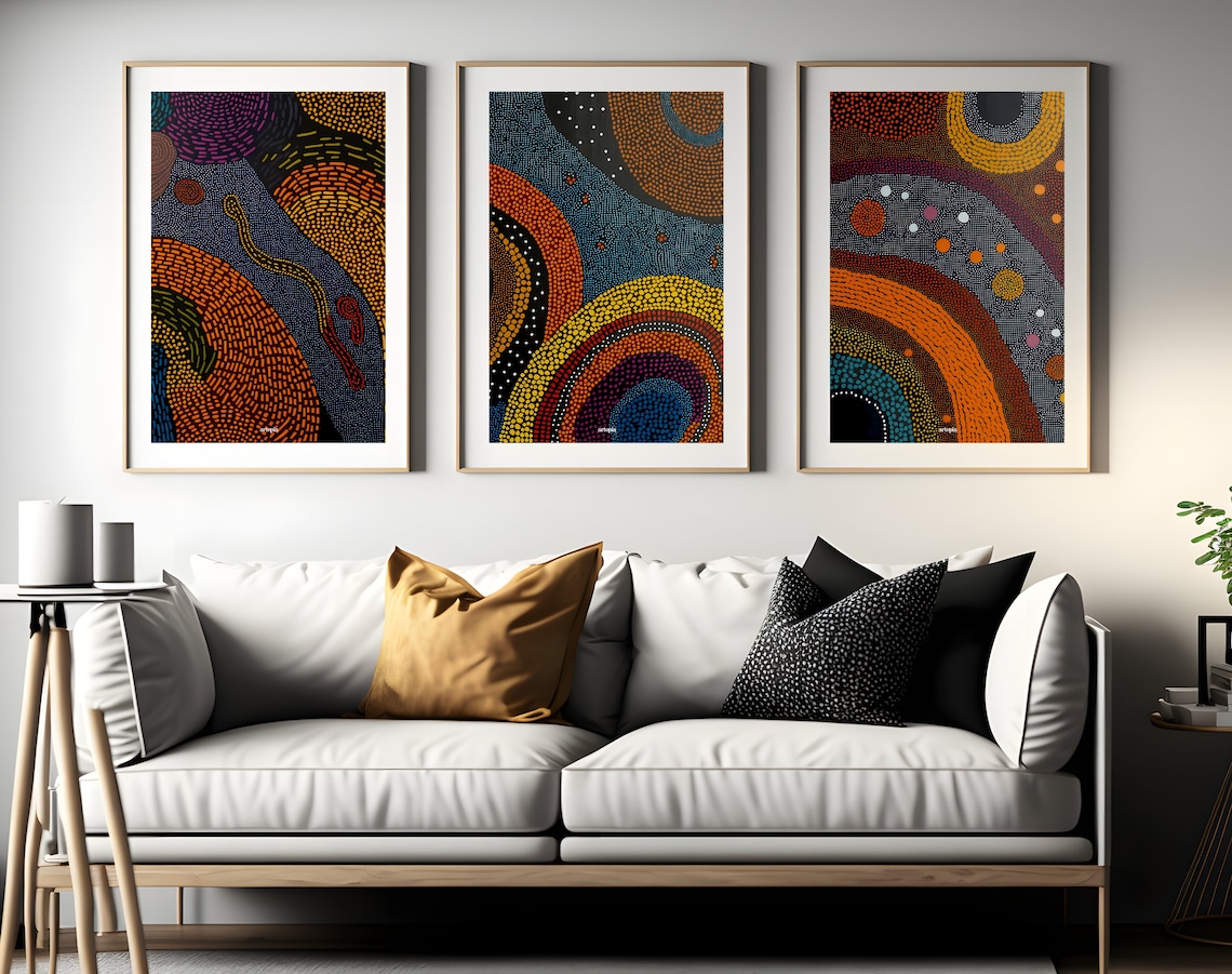 Aboriginal Art Originals, Set of 3, Indigenous Australian Ethnic Tribal ...