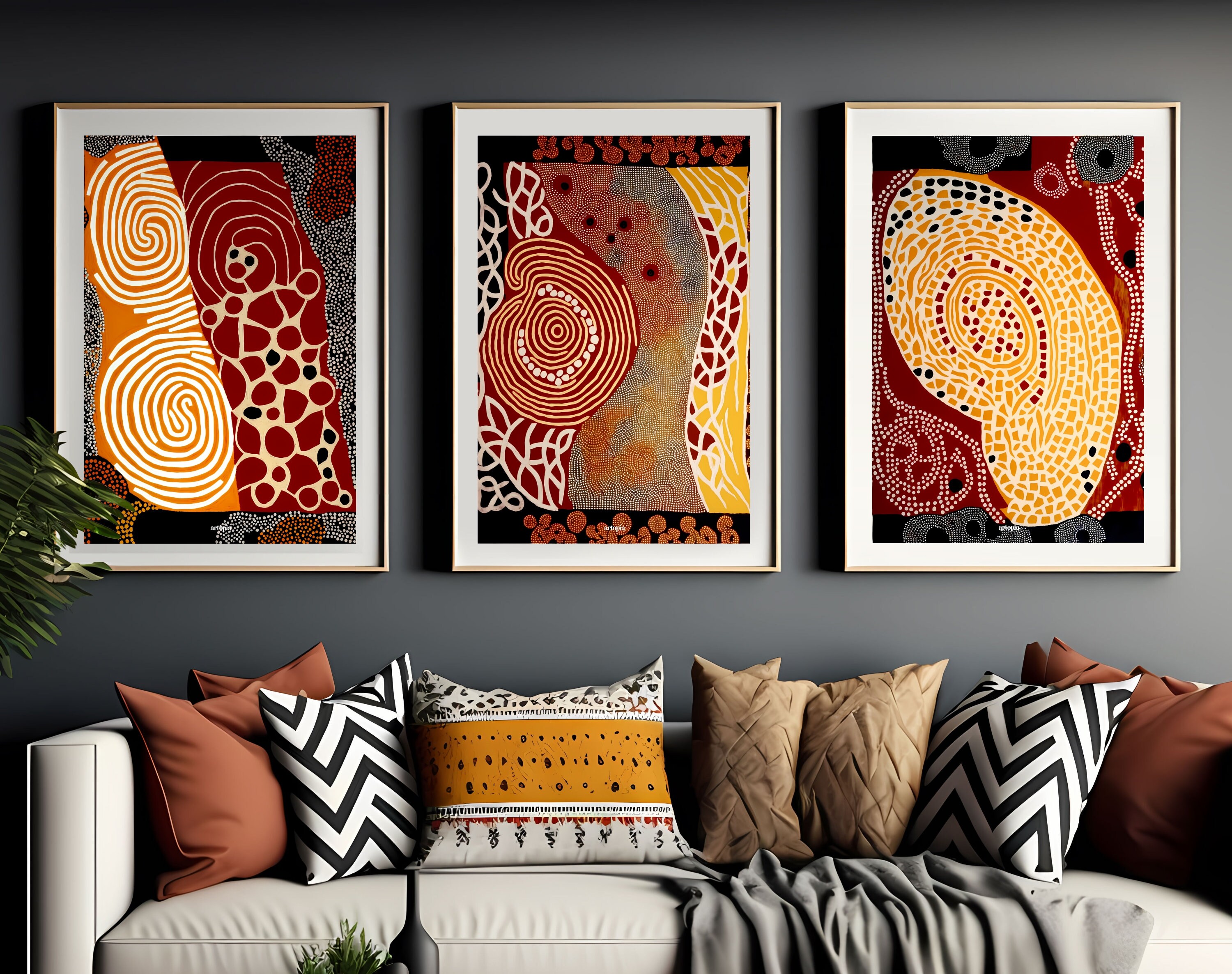 Aboriginal Art Originals, Set of 6, Indigenous Australian Ethnic Tribal ...