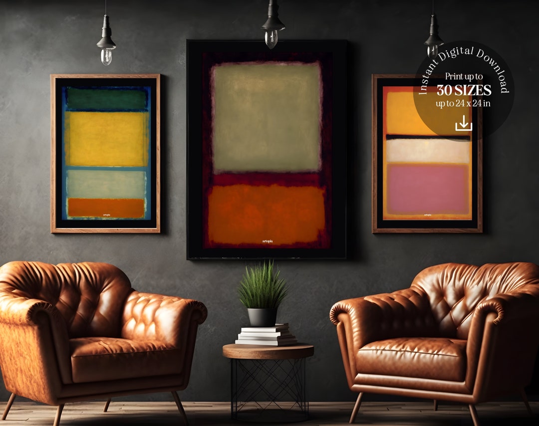 Mark Rothko White Center 1950 Art Style, Set of 3, Modern Art ...