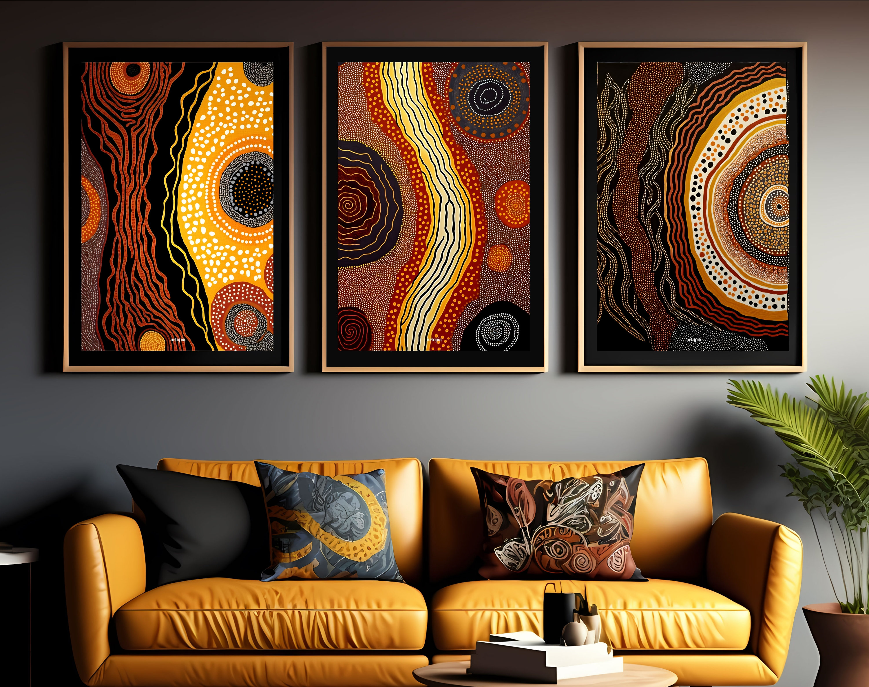 Aboriginal Art Originals, Set of 6, Indigenous Australian Ethnic Tribal ...