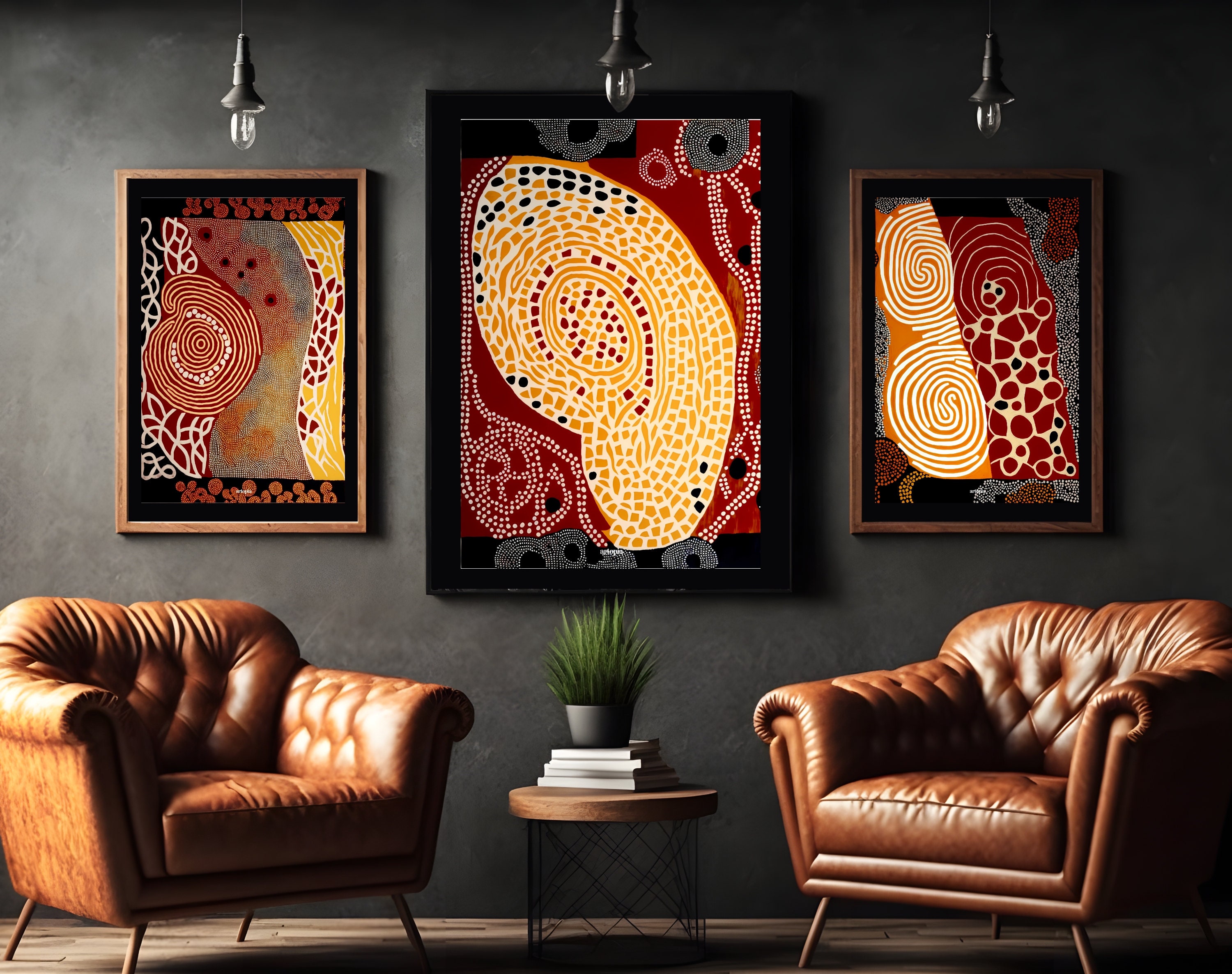 Aboriginal Art Originals, Set of 6, Indigenous Australian Ethnic Tribal ...