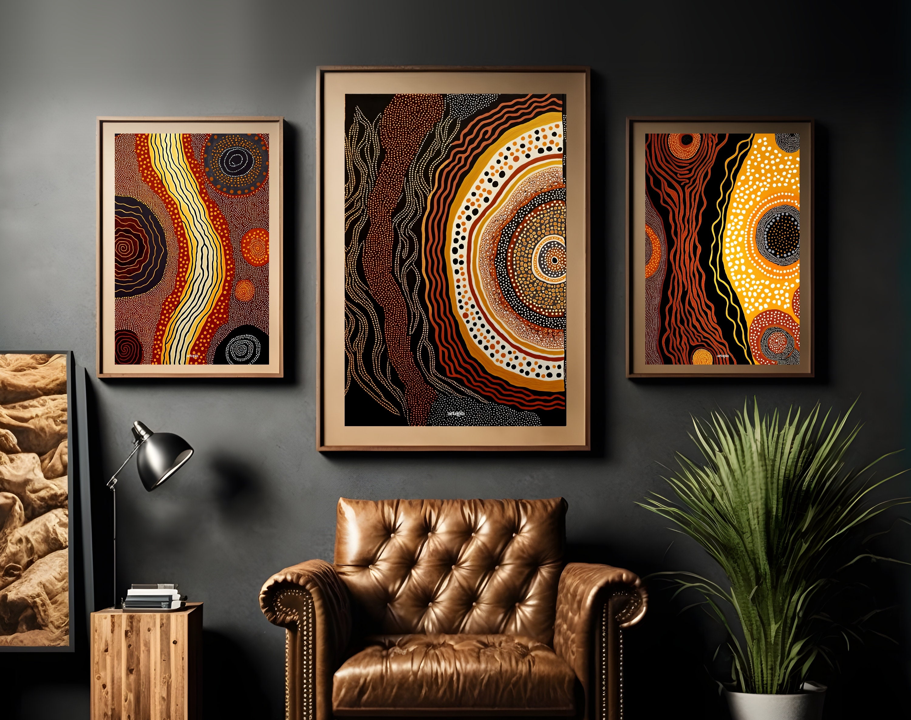 Aboriginal Art Originals, Set of 6, Indigenous Australian Ethnic Tribal ...