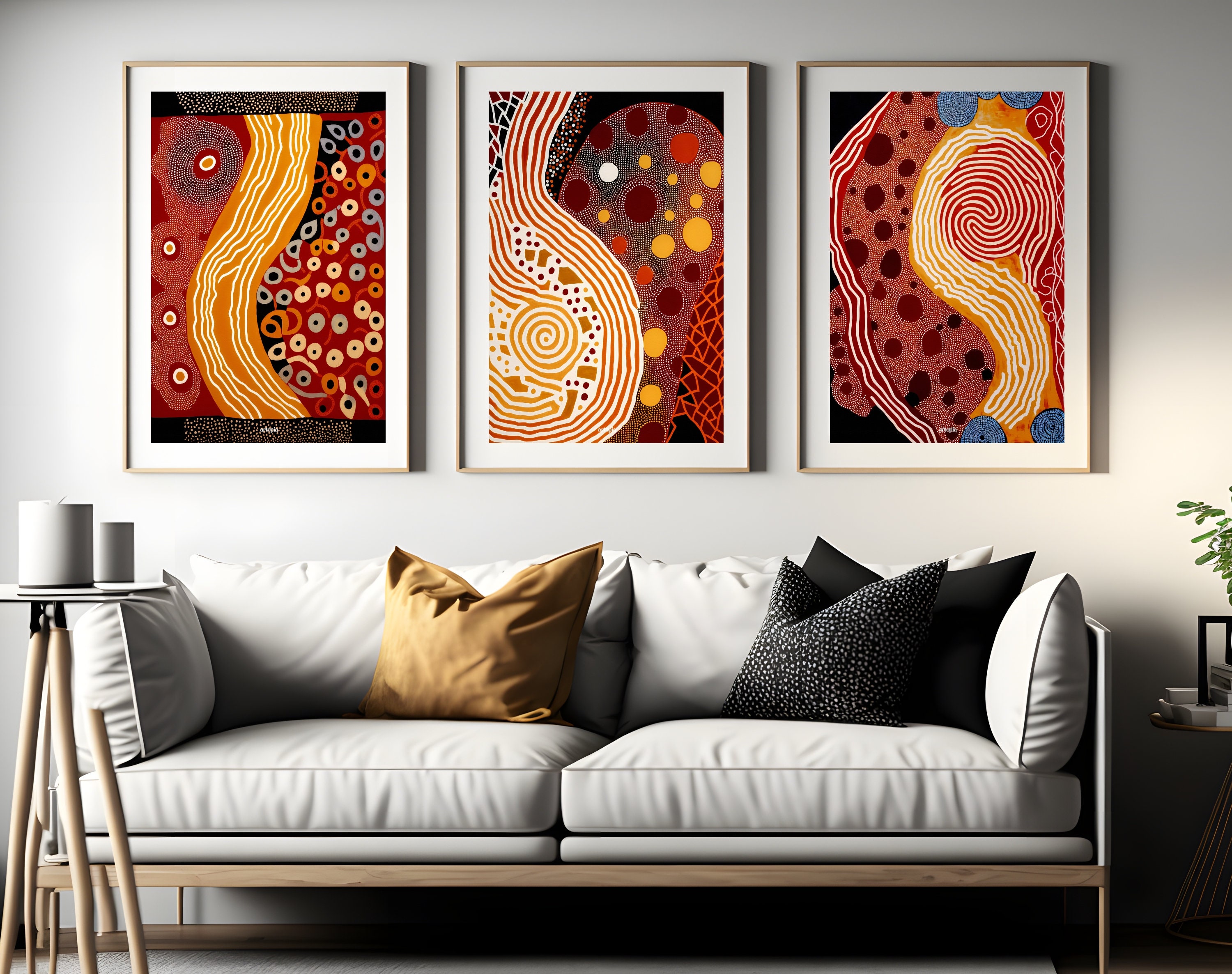 Aboriginal Art Originals, Set of 3, Indigenous Australian Ethnic Tribal ...
