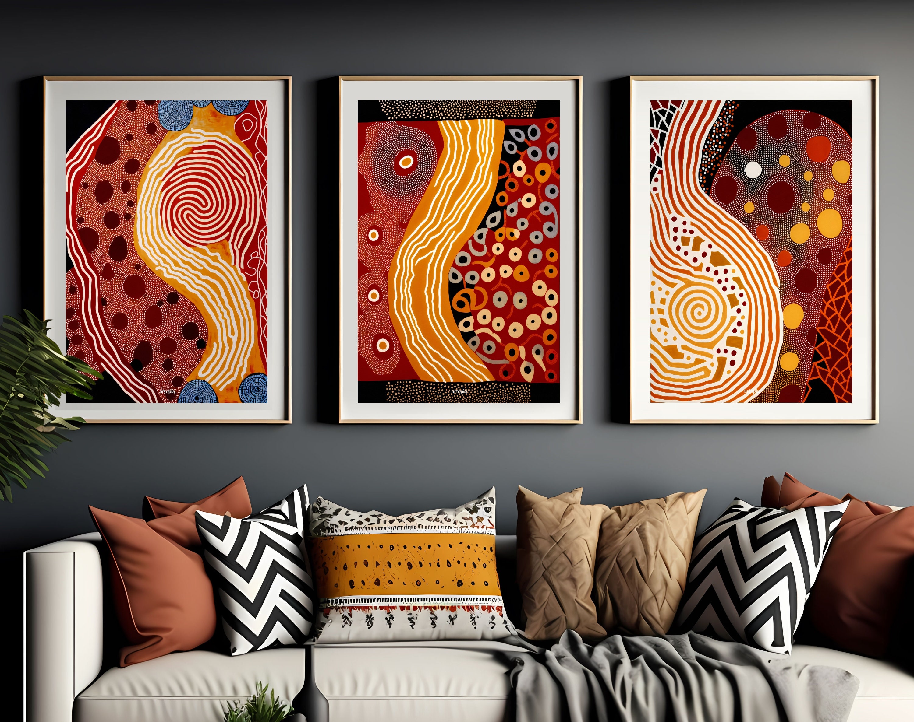 Aboriginal Art Originals, Set of 3, Indigenous Australian Ethnic Tribal ...
