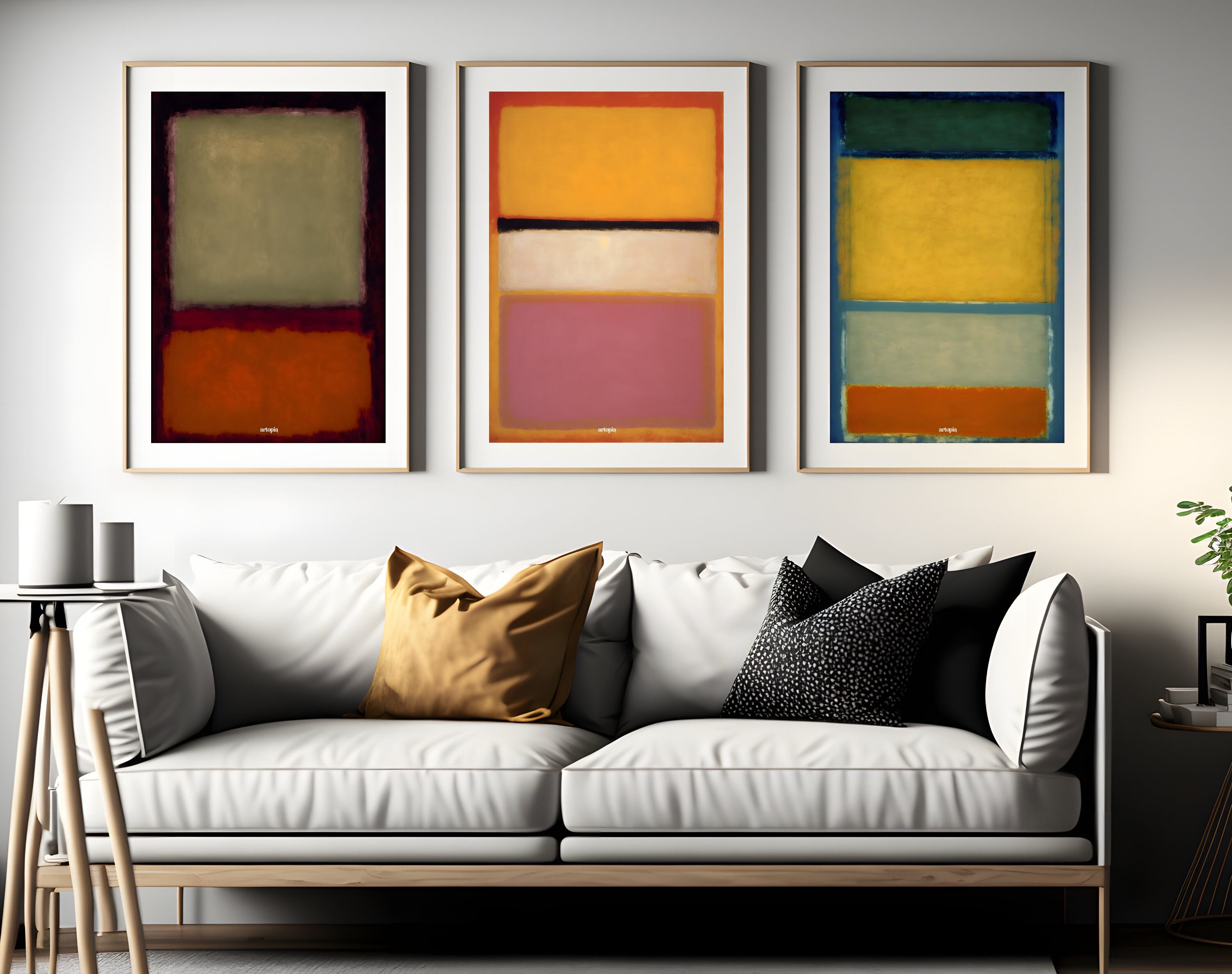 Mark Rothko White Center 1950 Art Style, Set of 3, Modern Art ...