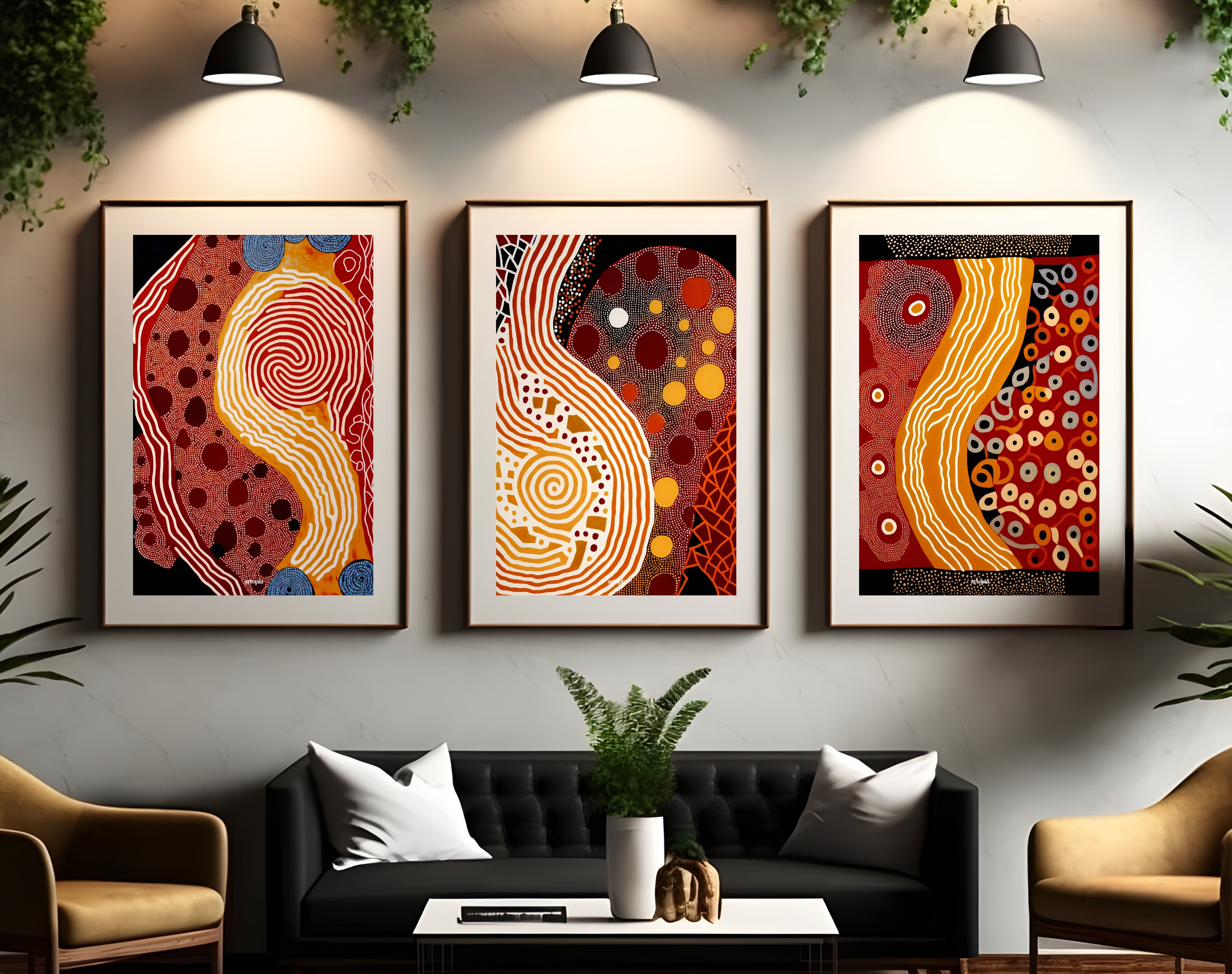 Aboriginal Art Originals, Set of 3, Indigenous Australian Ethnic Tribal ...