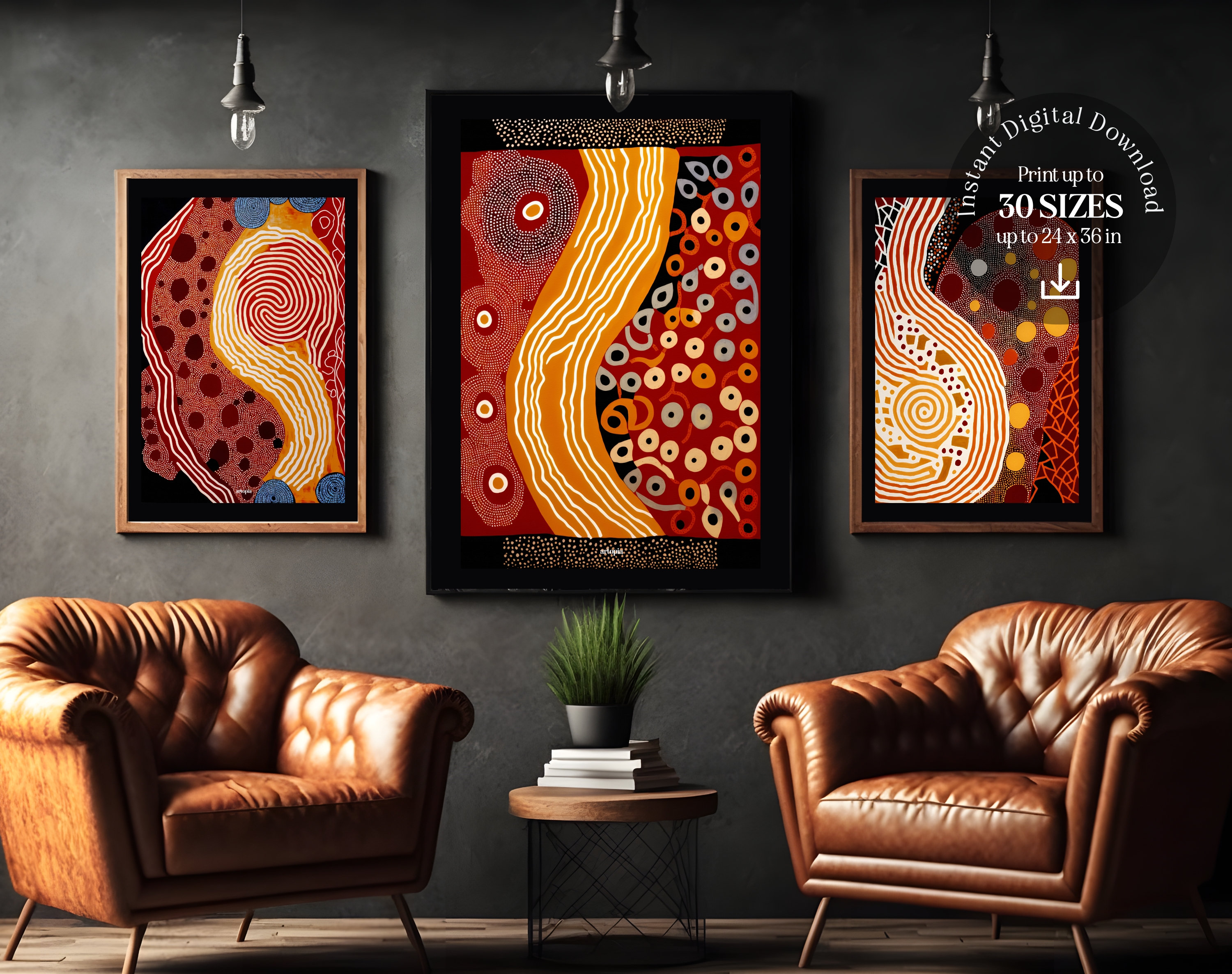 Aboriginal Art Originals, Set of 3, Indigenous Australian Ethnic Tribal ...