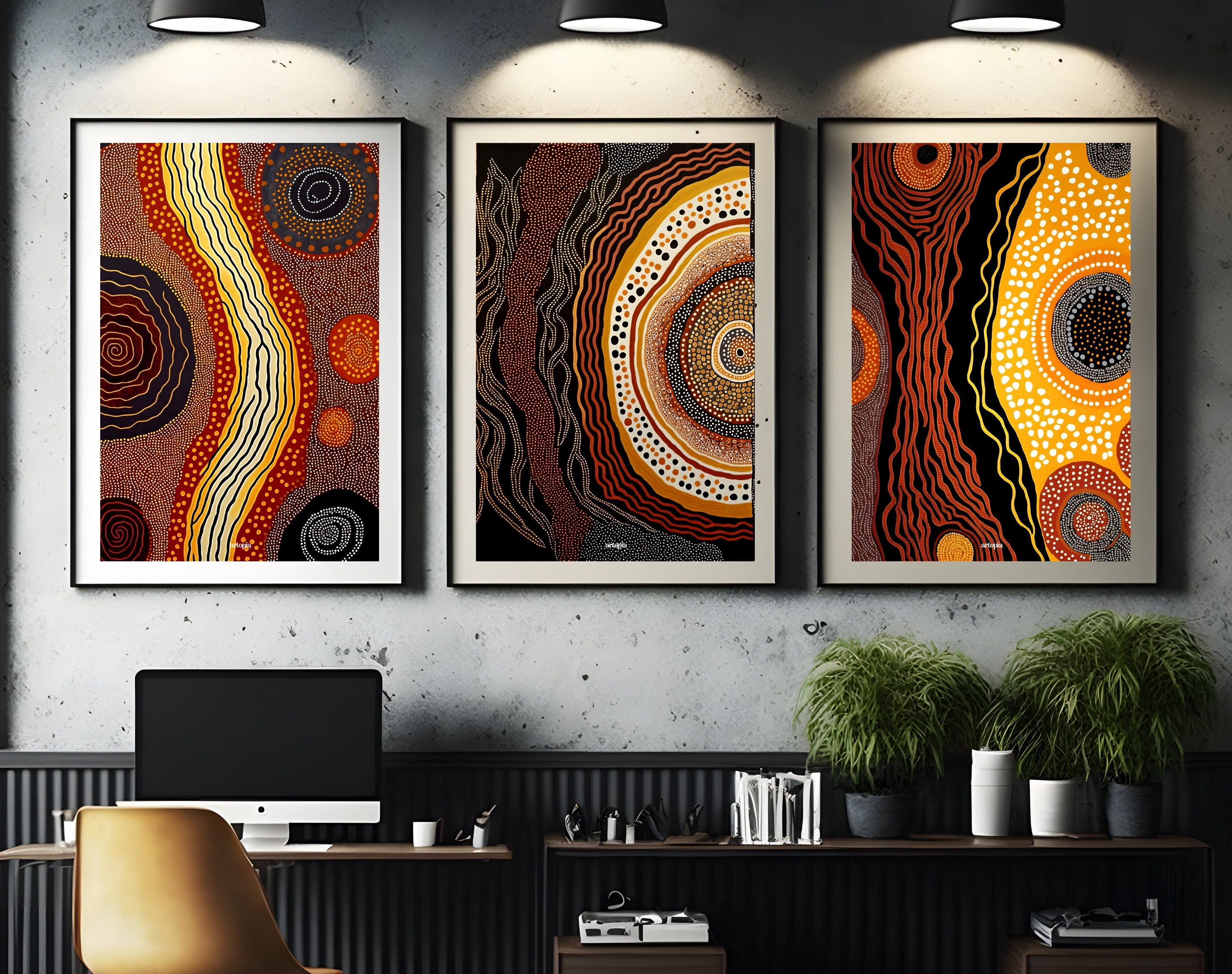 Aboriginal Art Originals, Set of 6, Indigenous Australian Ethnic Tribal ...