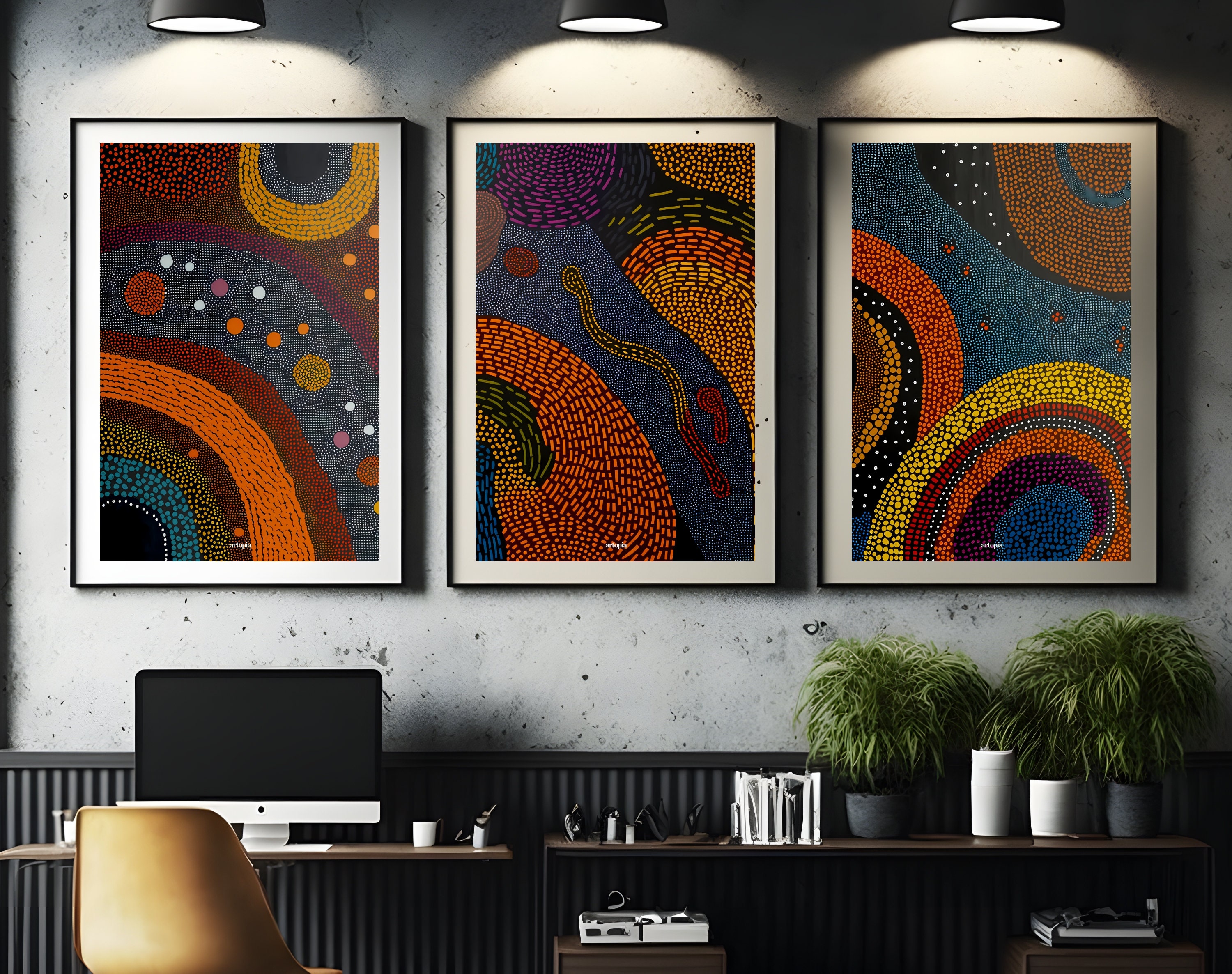 Aboriginal Art Originals, Set of 3, Indigenous Australian Ethnic Tribal ...
