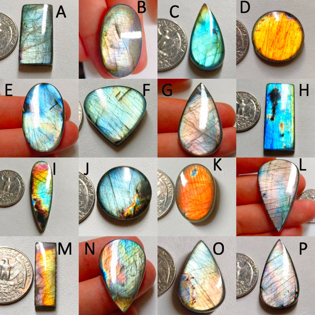 Mind Blowing ~ Multi Fire Labradorite 16 Pcs Gemstone Lot Loose Mix ...