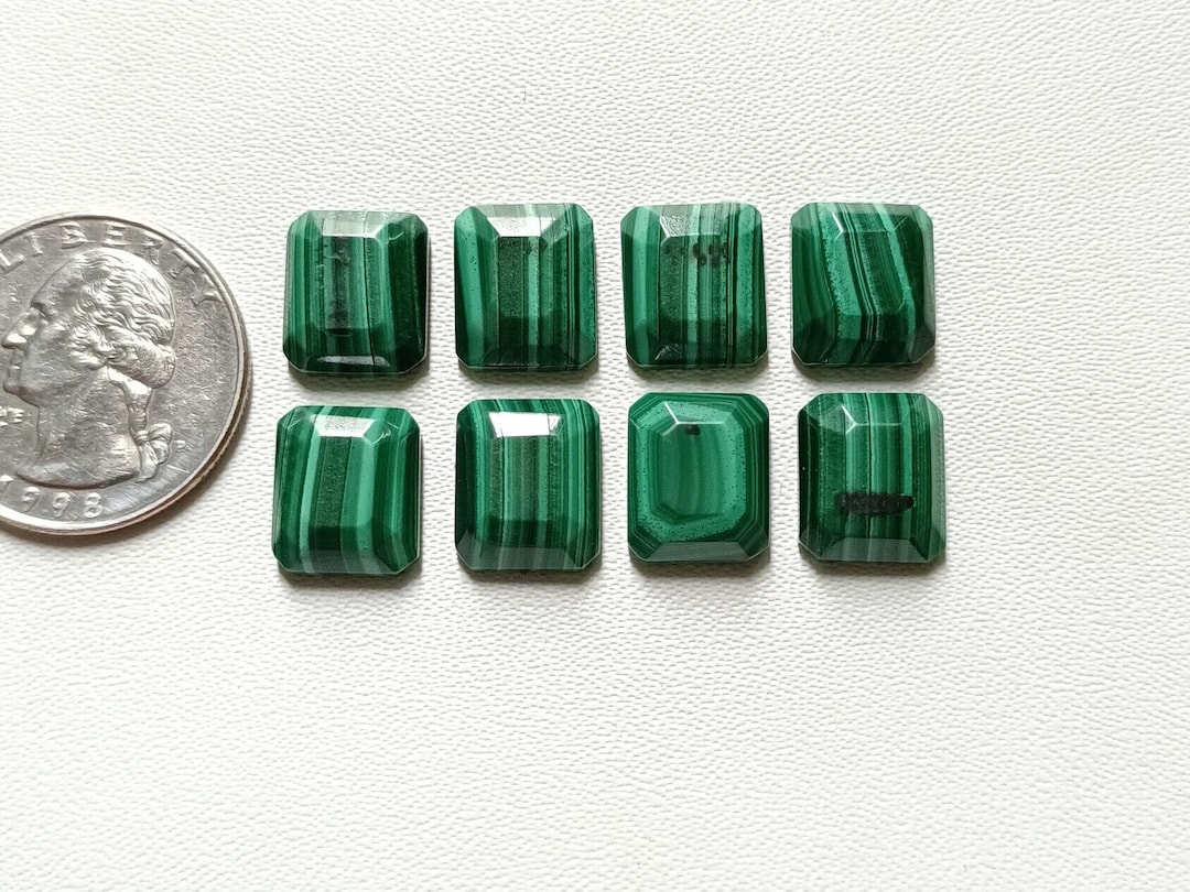 Faceted Diamond Cut 100% Natural Malachite Baguette Shape Loose ...