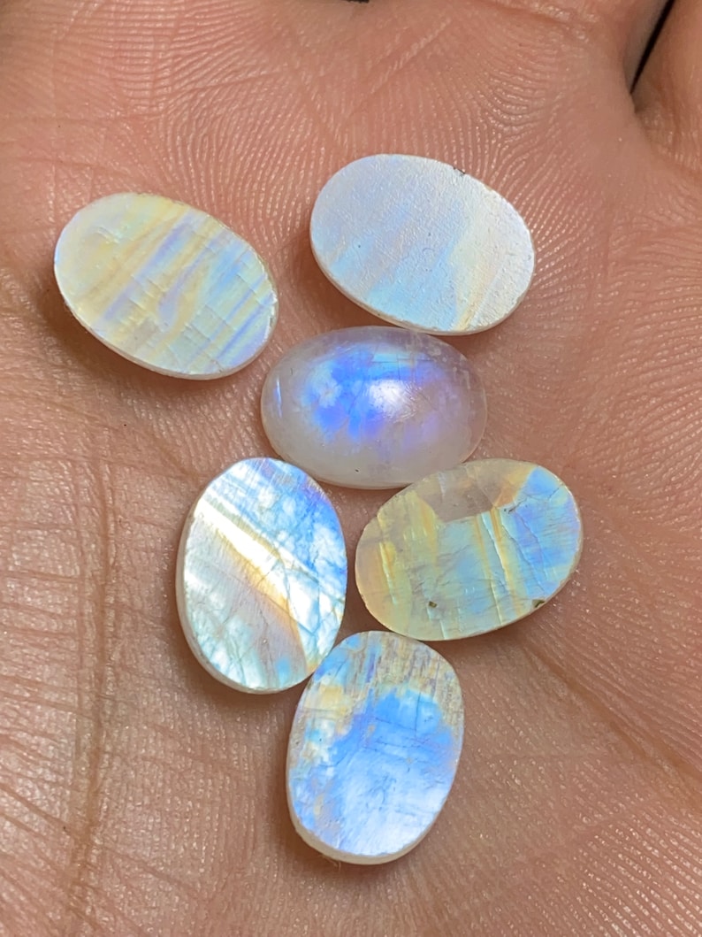 Gorgeous~ Blue Fire Rainbow Moonstone Oval Shape Cabochon Both Side ...