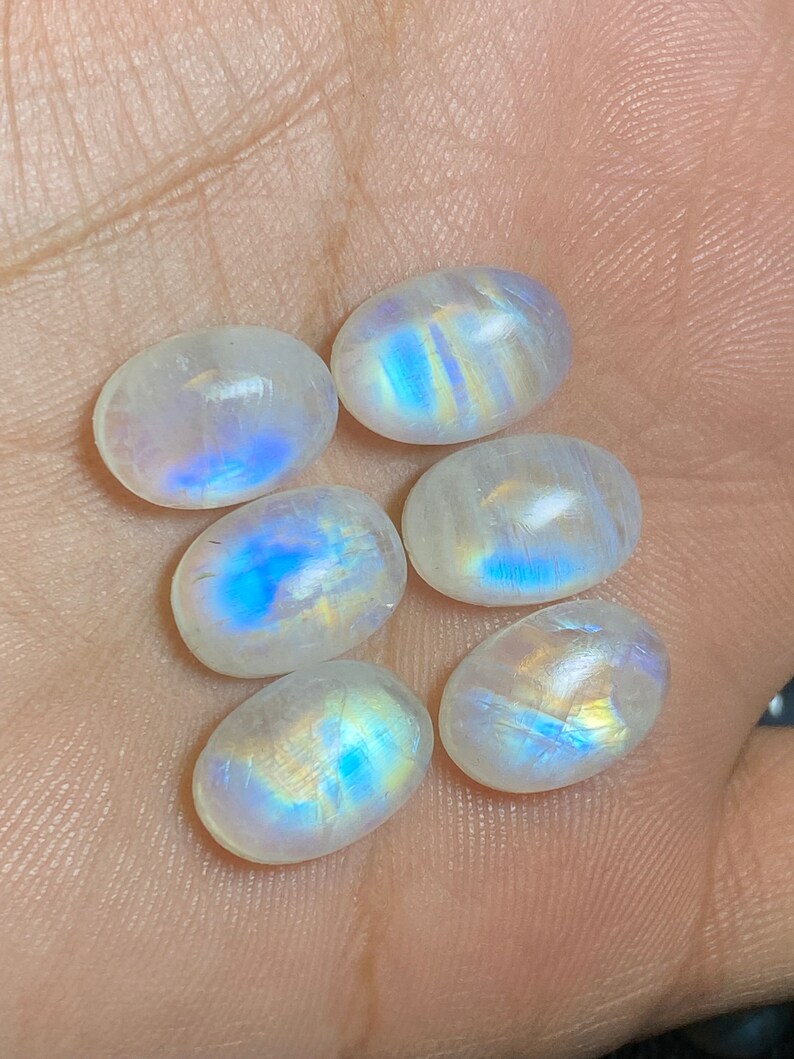 AAA Grade ~ Blue Fire Rainbow Moonstone Cabochon Both Side Polish Loose ...