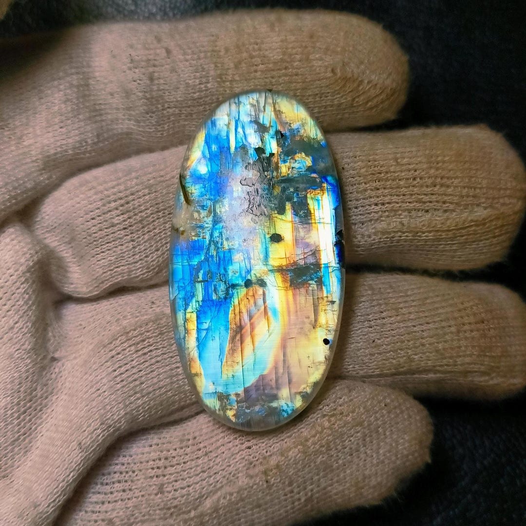100% Natural Blue Fire Rainbow Moonstone Cabochon, Multi Moonstone ...