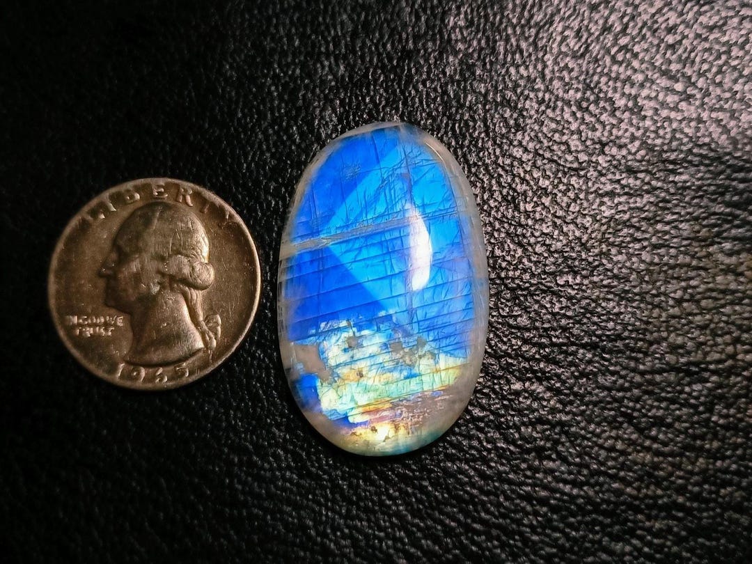 Big SIZE Blue Fire Moonstone Oval Shape , Cabochon Loose Gemstone ...