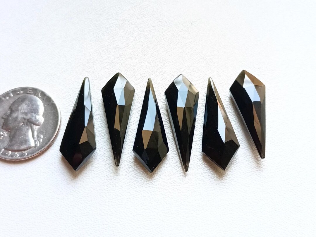 Natural Black Obsidian Briolette Rose Cut Faceted Stone Pack of 6 ...