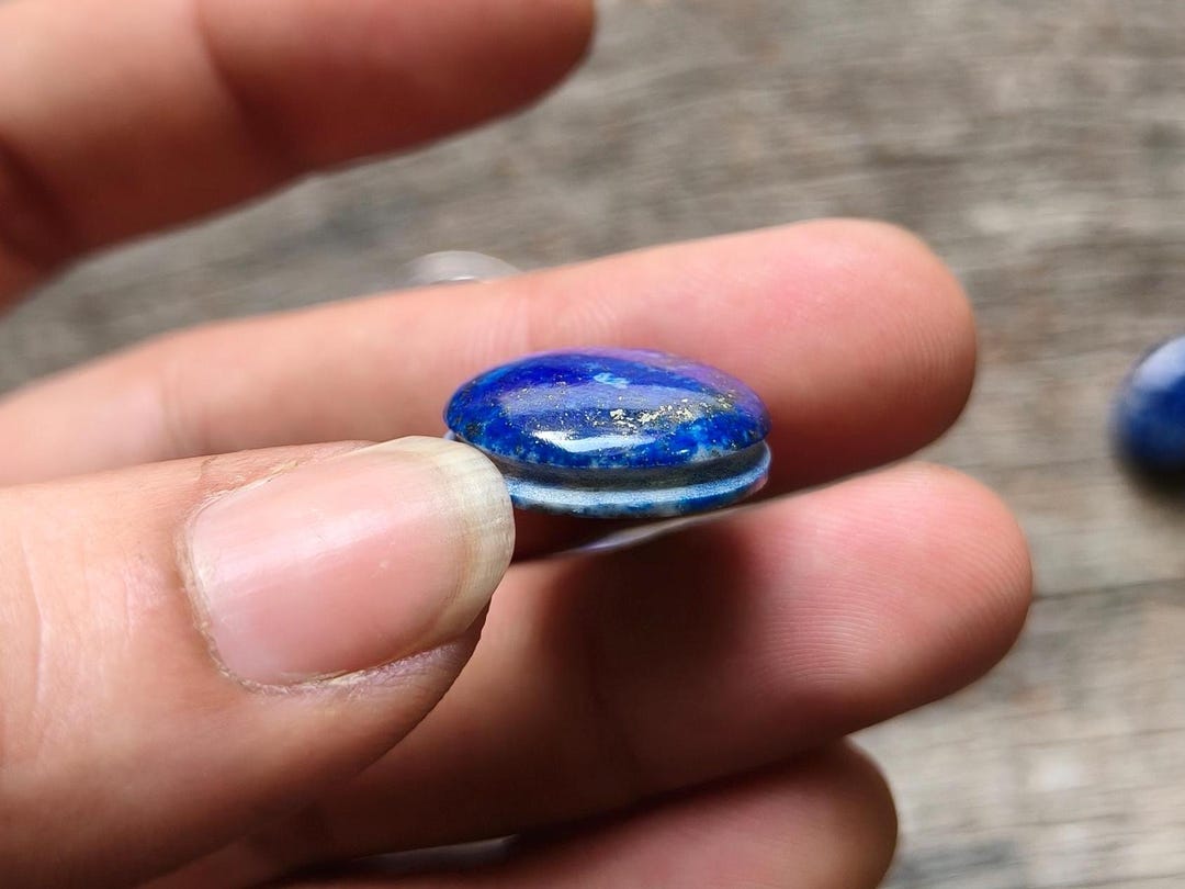 100% Natural Groove Cut Lapis Round Shape Cabochon Loose Gemstone ...
