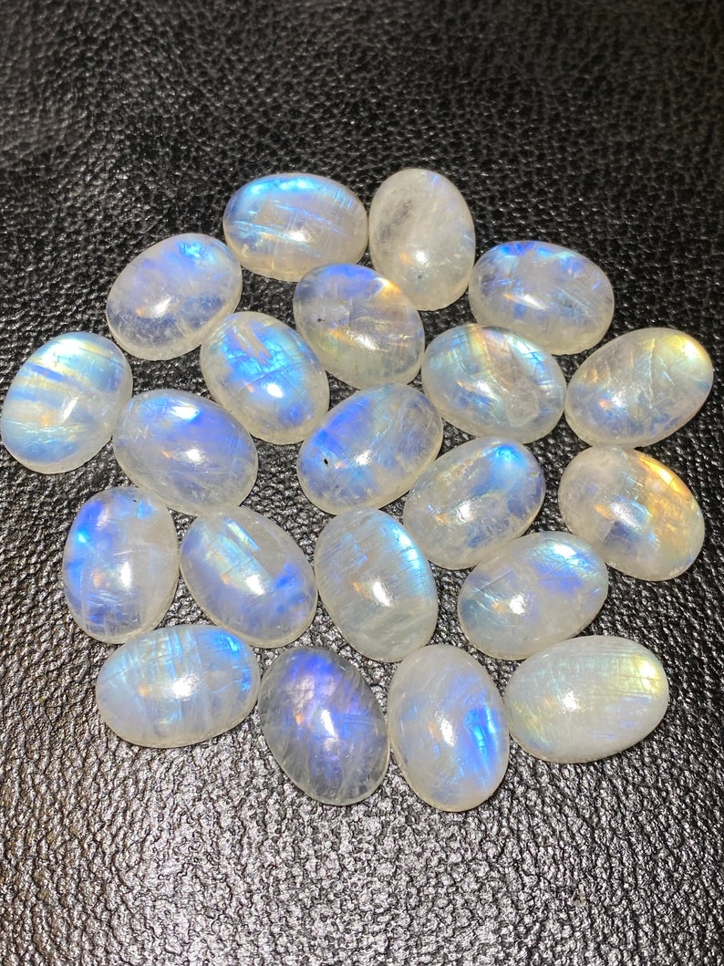 Gorgeous~ Blue Fire Rainbow Moonstone Oval Shape Cabochon Both Side ...