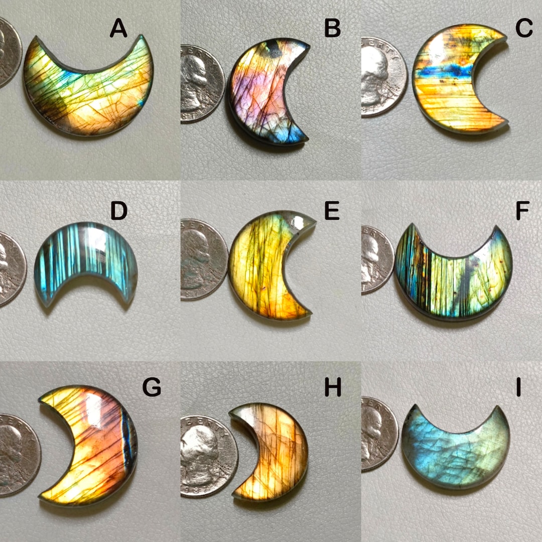 Labradorite Multi Moon Full Flashy Moon Labradorite Gemstone Crescent Moon for Jewelry ...