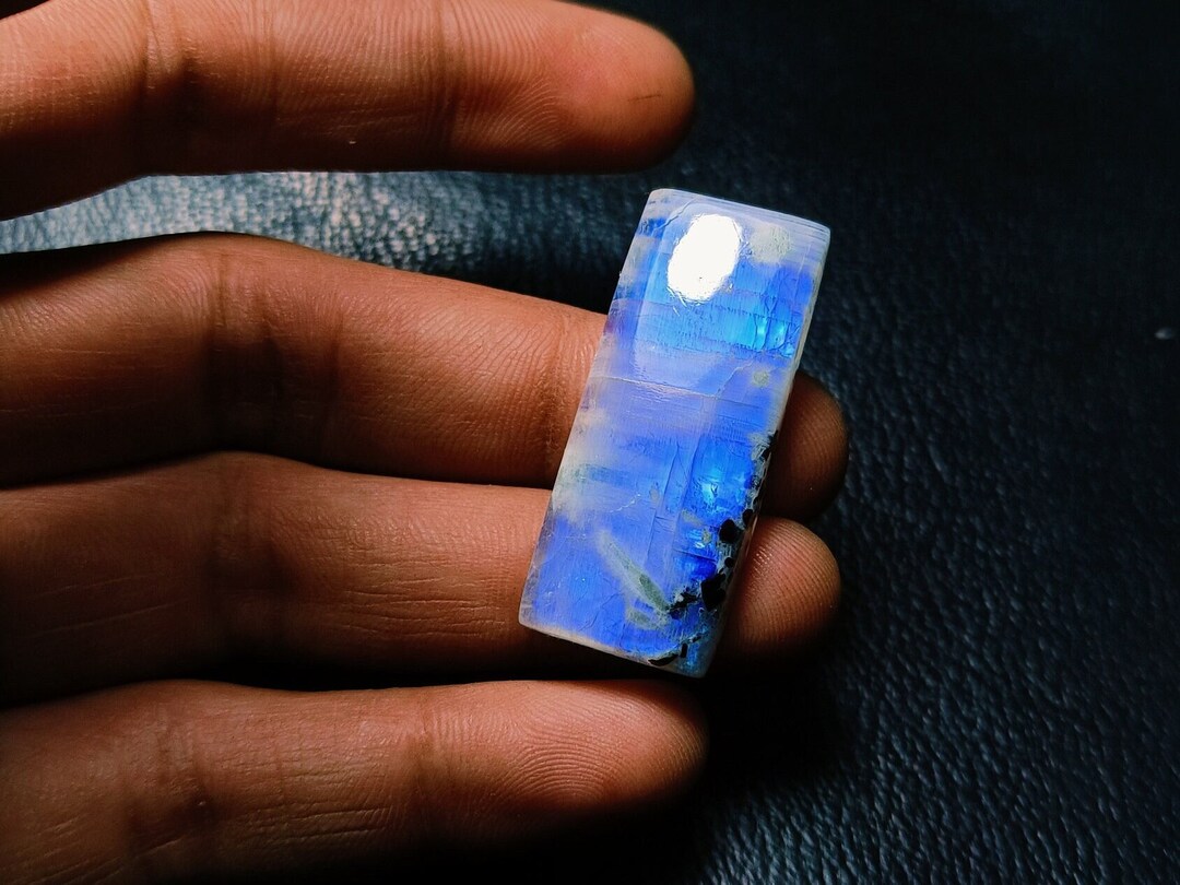 High Quality Full Blue Flashy Rainbow Moonstone Cabochon, Rectangle ...