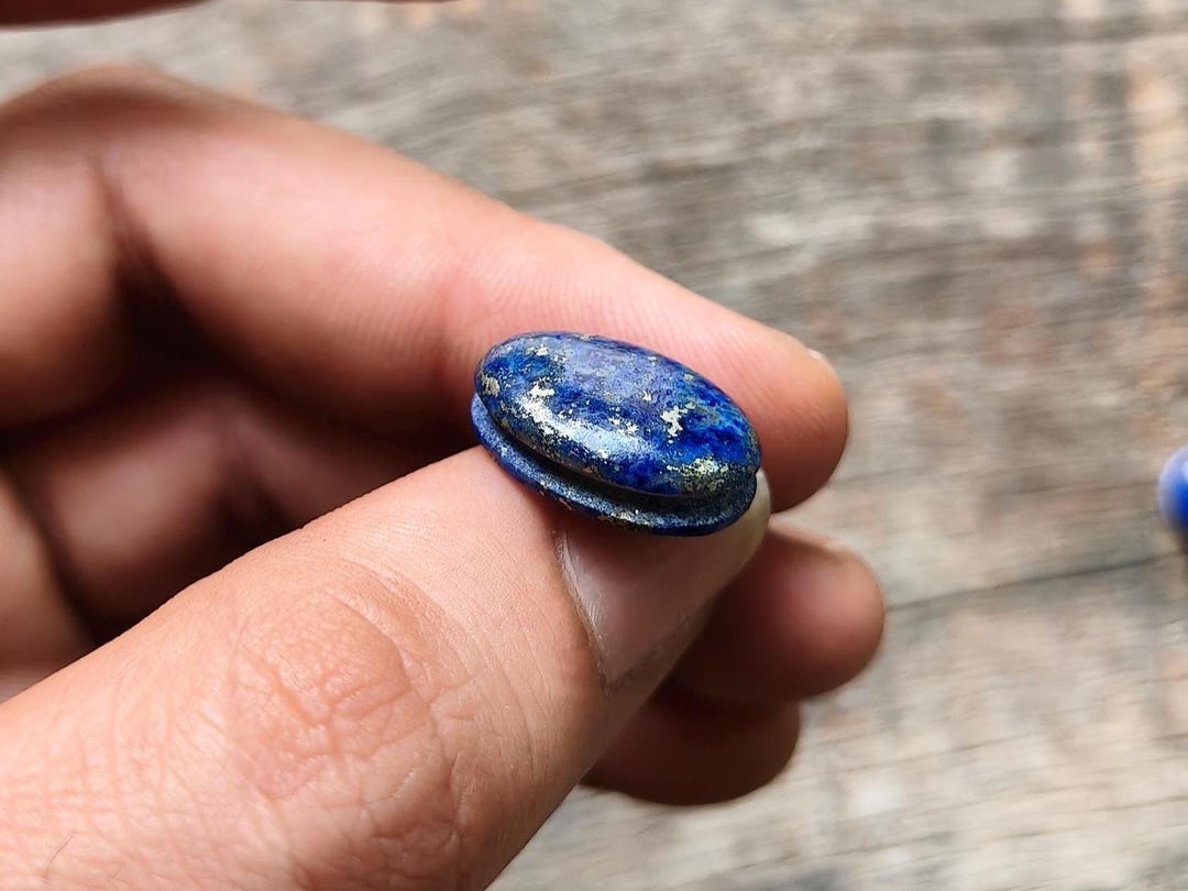 100% Natural Lapis Groove Cut Oval Shape Cabochon, Handmade Loose ...