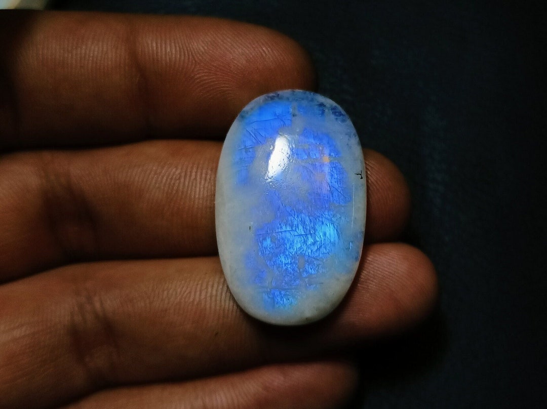 Top Rare Blue Fire White Rainbow Moonstone Cabochon Hand Made Loose ...