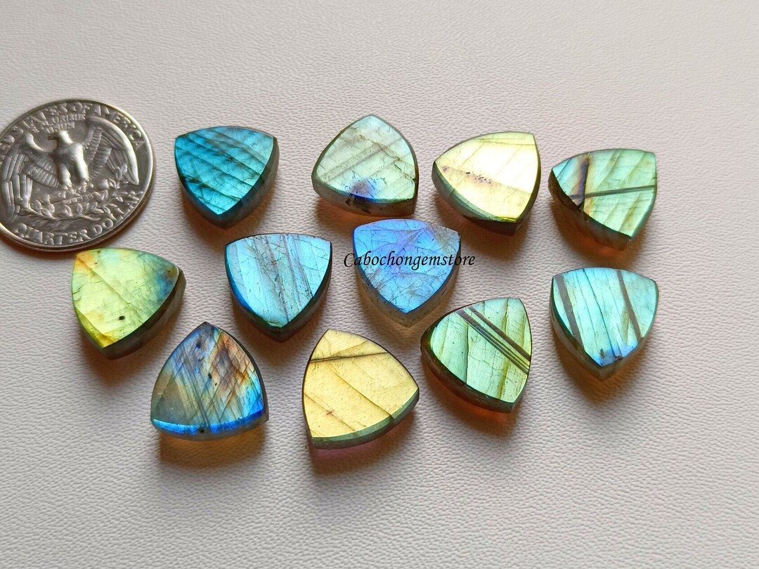 Both Side Flat Labradorite Trillion Shape Cabochon Multi Fire Loose ...