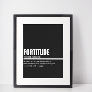 Fortitude Print, Motivational Quote, Definition, Printable Wall Art ...