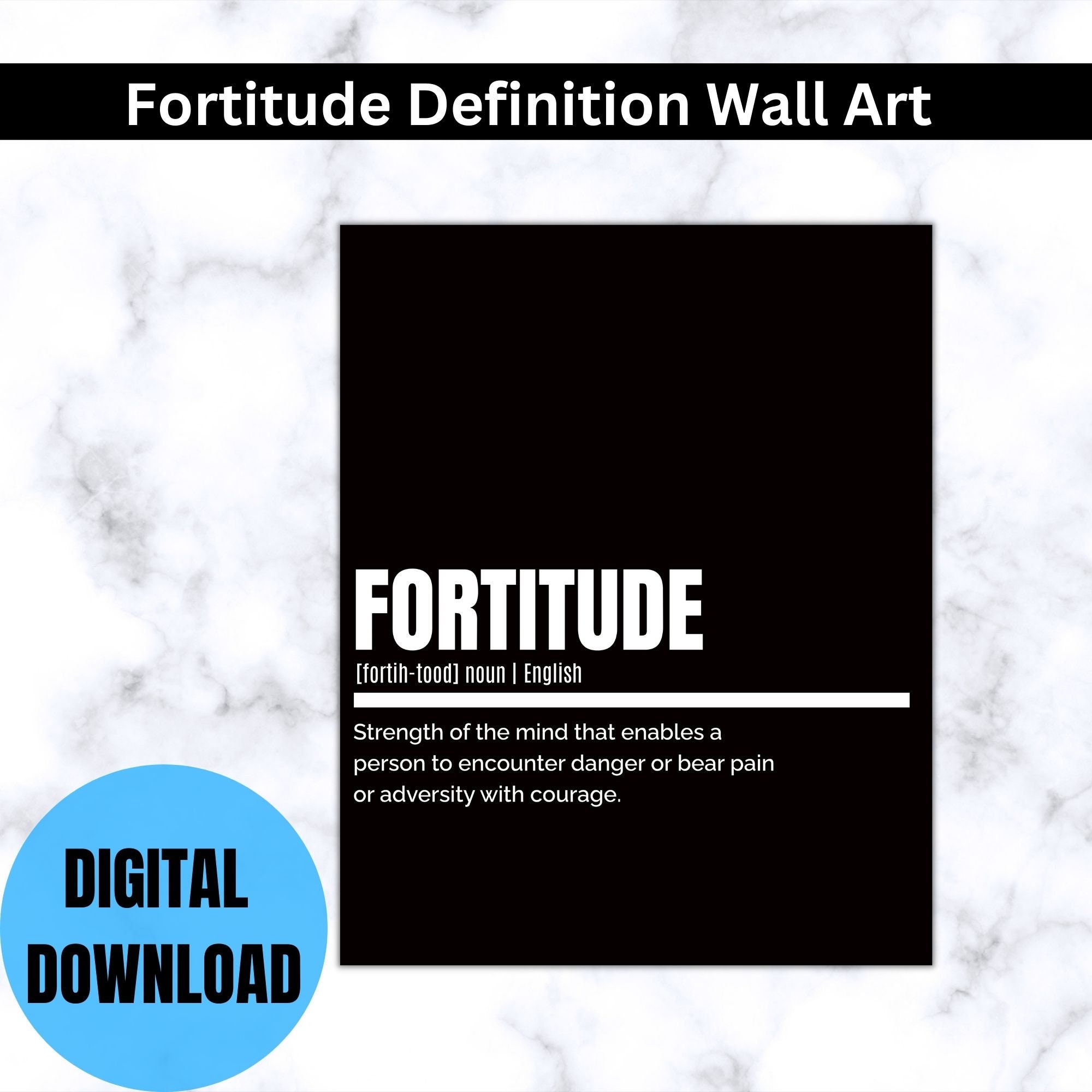 Fortitude Print, Motivational Quote, Definition, Printable Wall Art ...