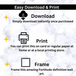 Fortitude Print, Motivational Quote, Definition, Printable Wall Art ...